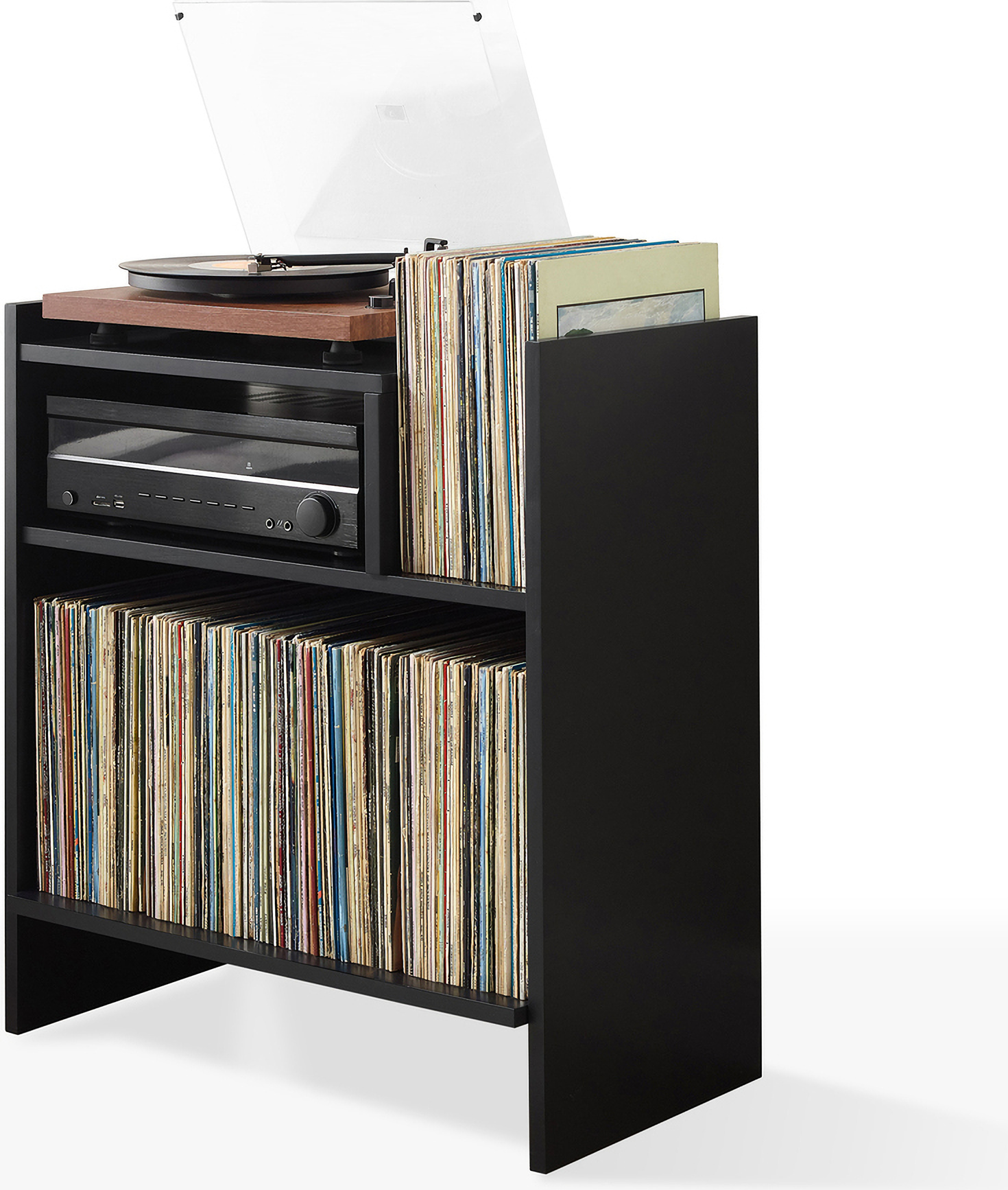 Portland Record Player Stand In Black by Crosley Brands | 1StopBedrooms
