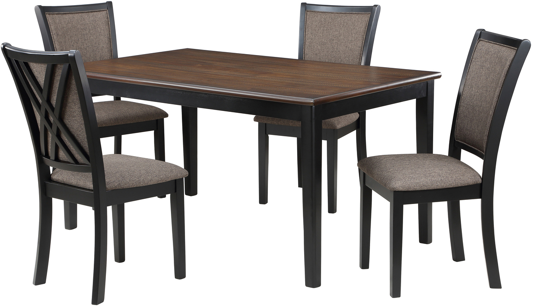 Potomac 60 Inch Rectangle Dining Table and 4 Chairs In Brown and Black ...