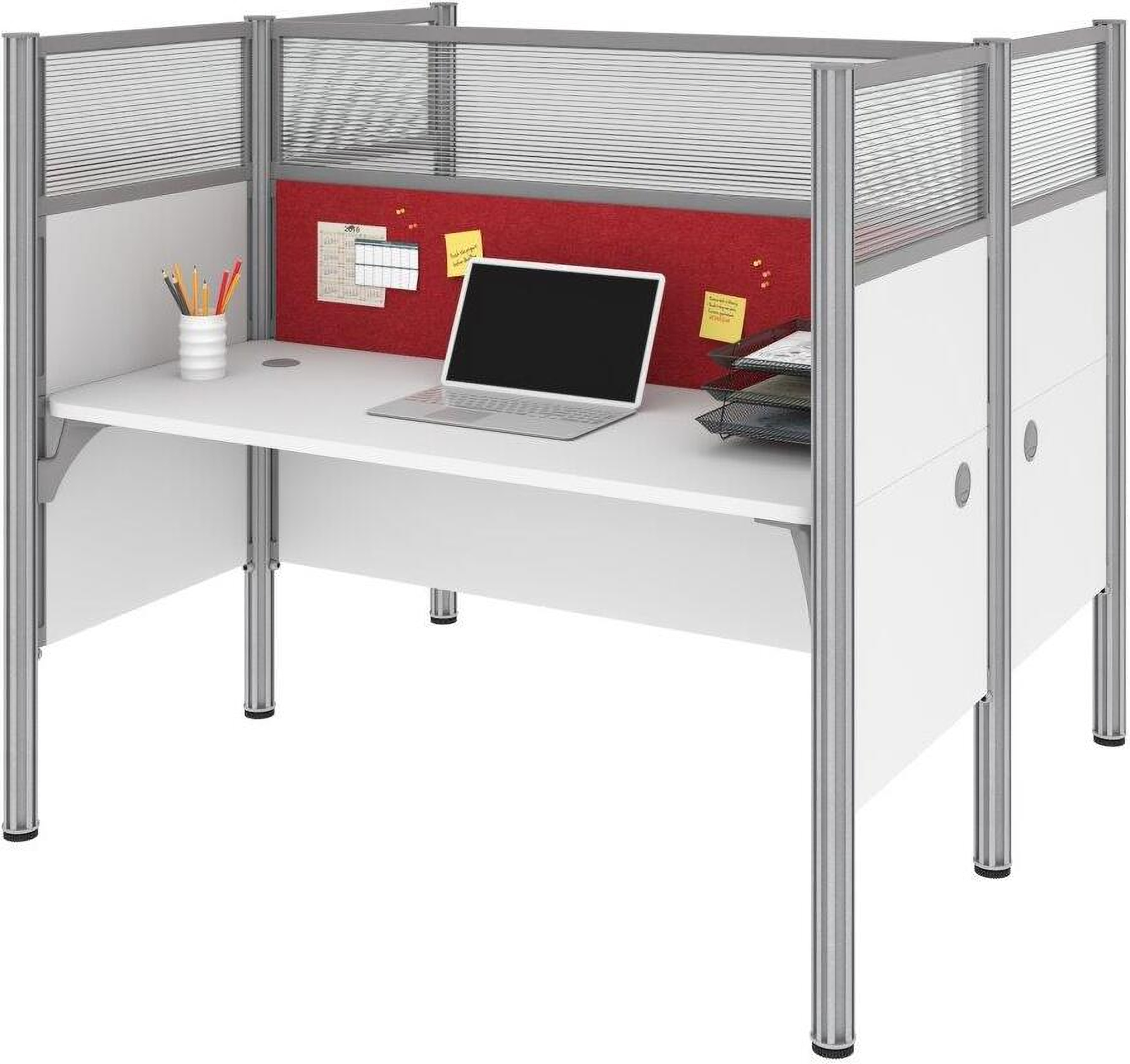 Bestar Pro-Biz Office Cubicles With Red Tack Boards And High Privacy ...