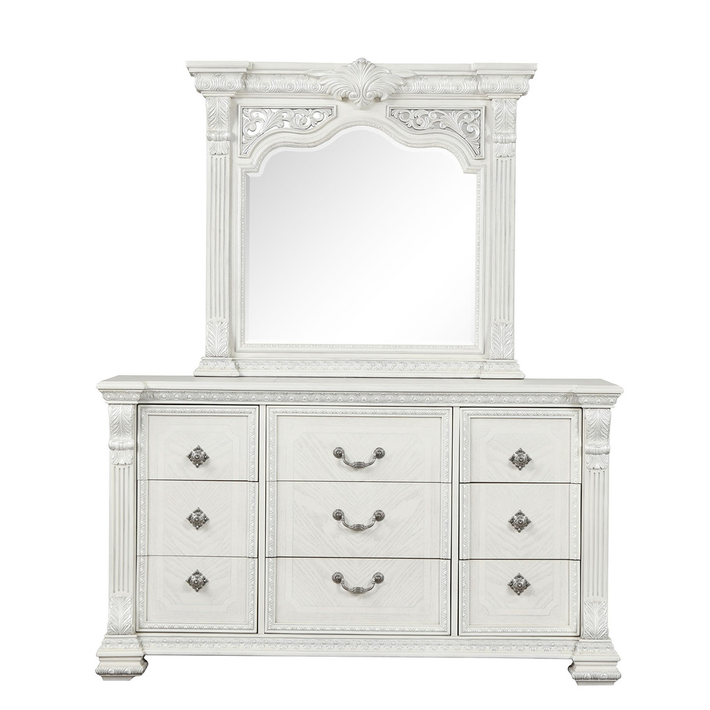 Promenade Dresser with Jewelry Box In Wire Brushed White by Furniture ...