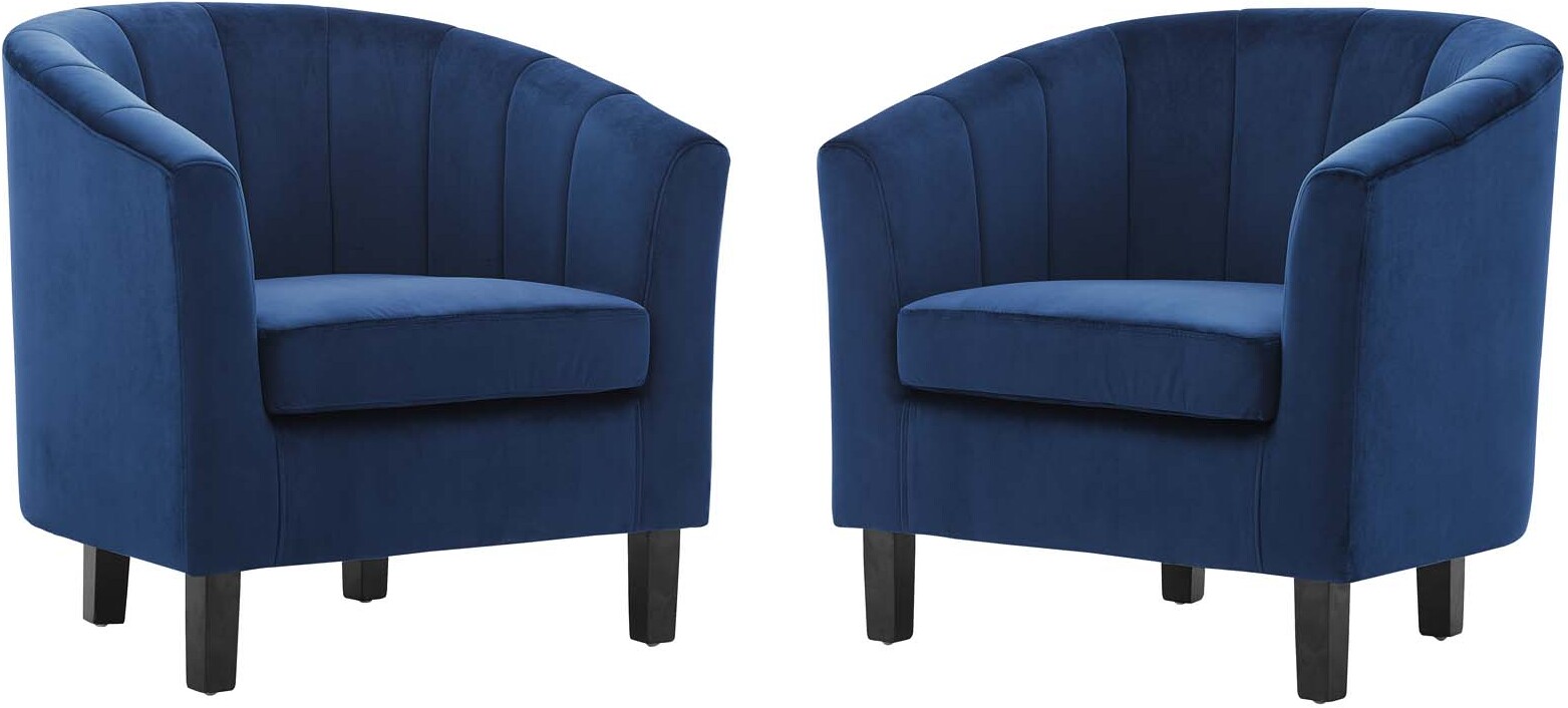 Prospect Navy Channel Tufted Performance Velvet Arm Chair Set of 2 by ...
