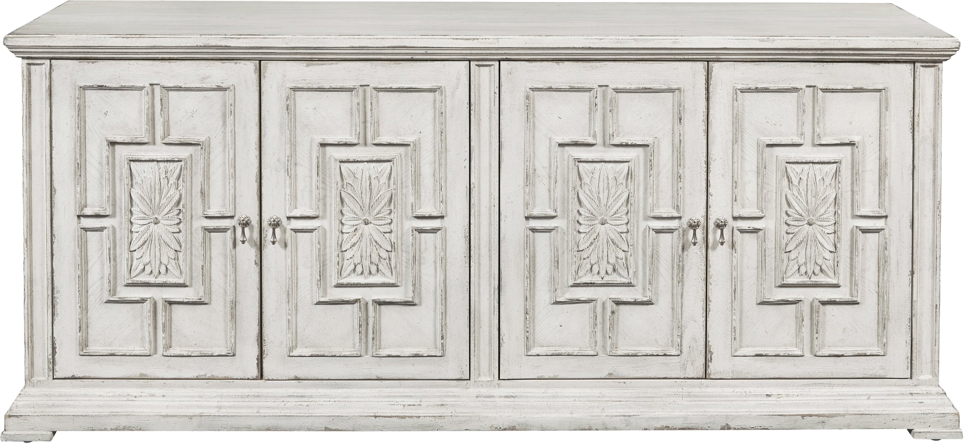 Pulaski Accents 4 Door Entertainment Credenza In White 1StopBedrooms