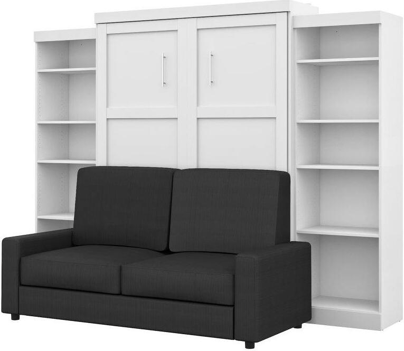 Pur by Bestar 4-Piece Queen Wall Bed, Two Storage Units and Sofa Set ...