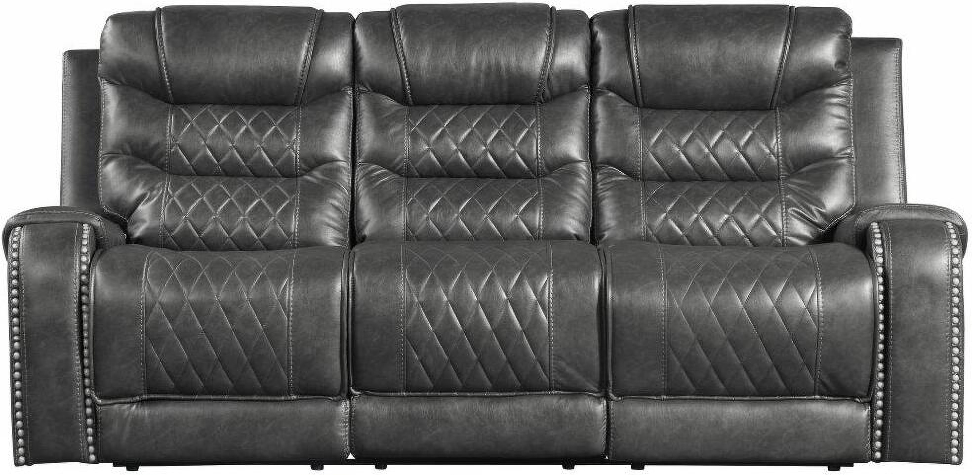 Putnam Gray Double Reclining Sofa With Drop Down Table By Homelegance