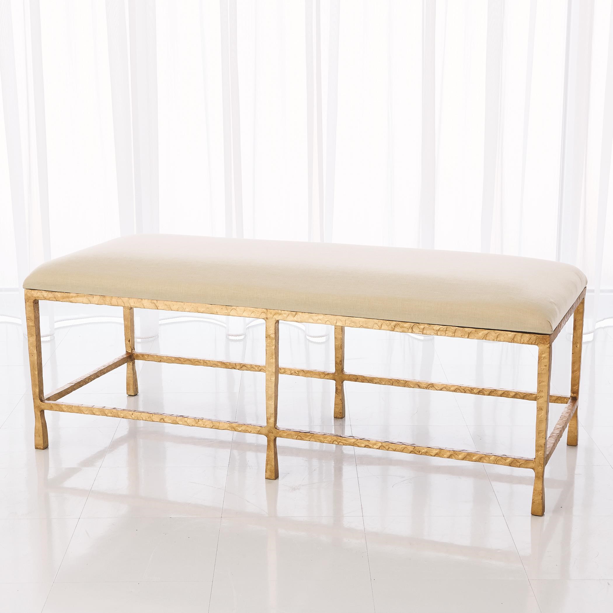 Quad Pod Bench With Muslin Cushion In Gold Leaf by Global Views ...