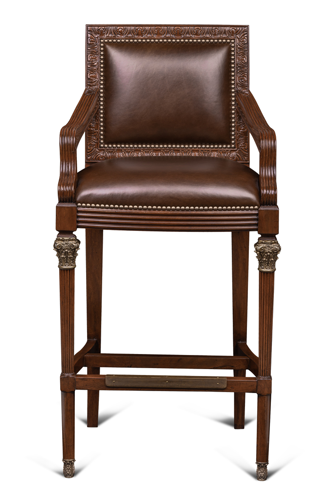 Quarter Bar Stool In Antique Brown and Brass by Maitland-Smith ...