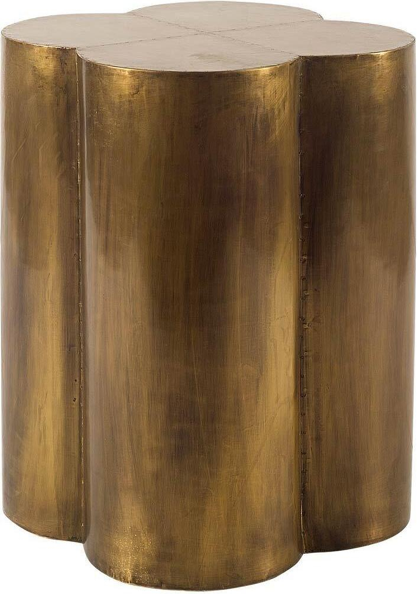 Quatrefoil Gold Flower With Wooden Top Brass Cladding Accent Table by ...