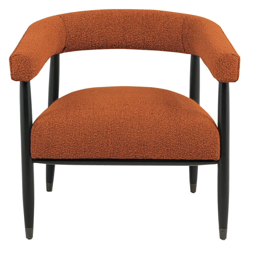 Quinn Arm Chair In Rust Boucle with Space Black Wood Frame by Moti ...