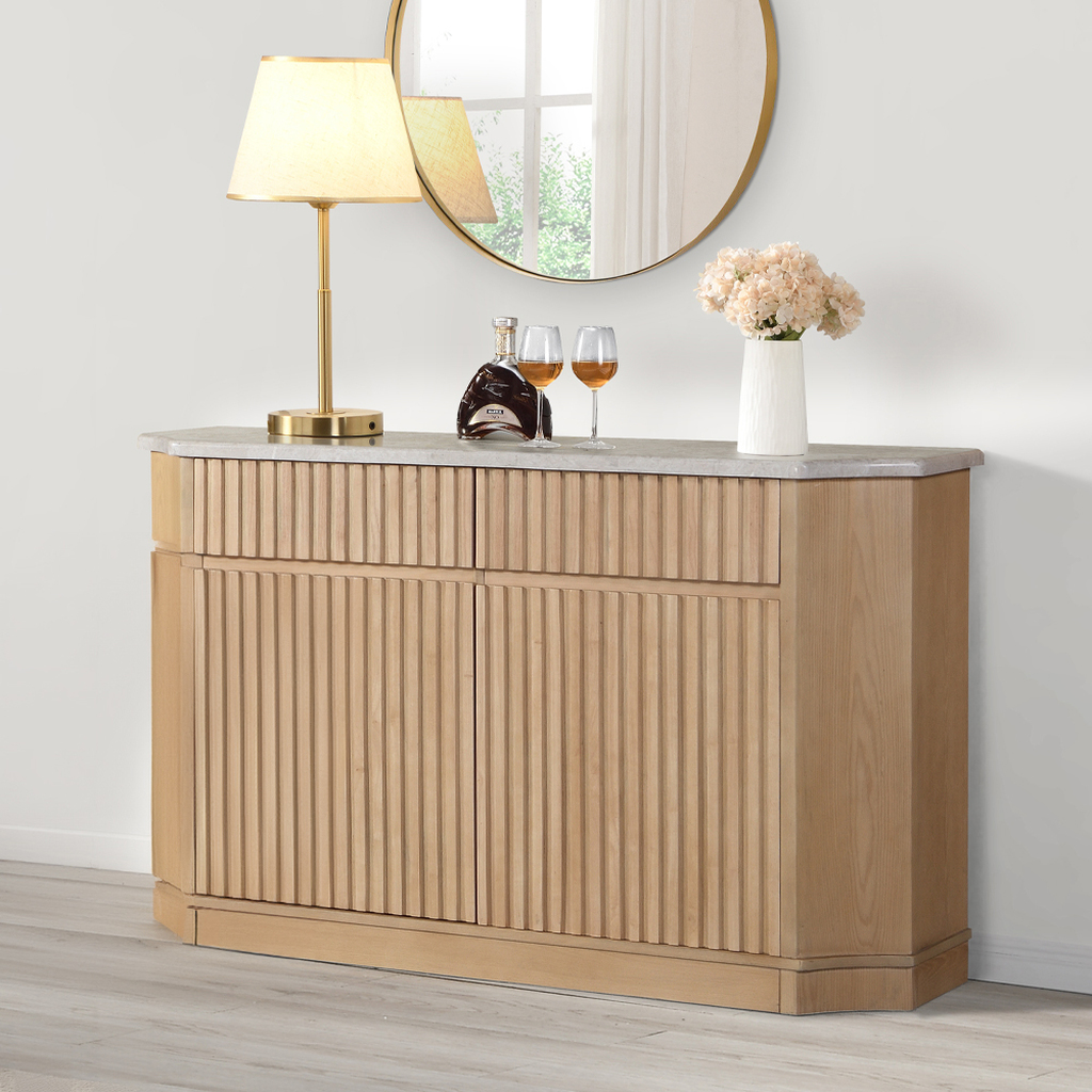 Qwin Server with Natrual Marble Top In Natural and Oak by ACME ...
