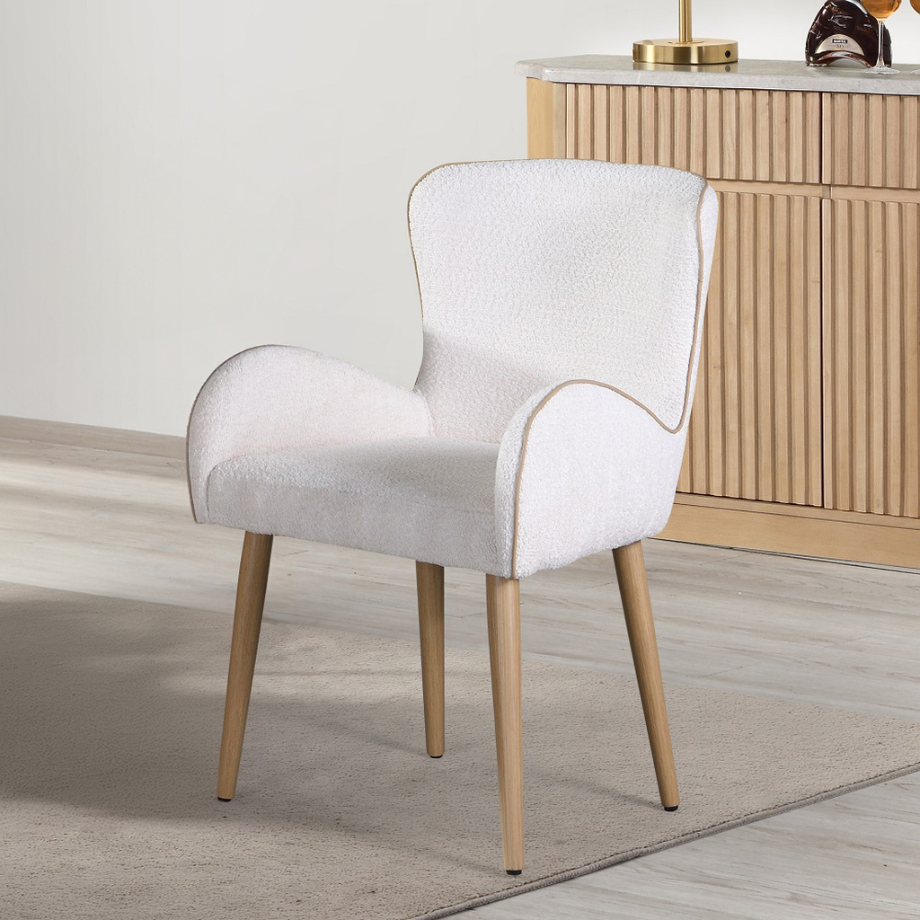 Qwin Side Chair Set of 2 In Beige and Oak by ACME | 1StopBedrooms