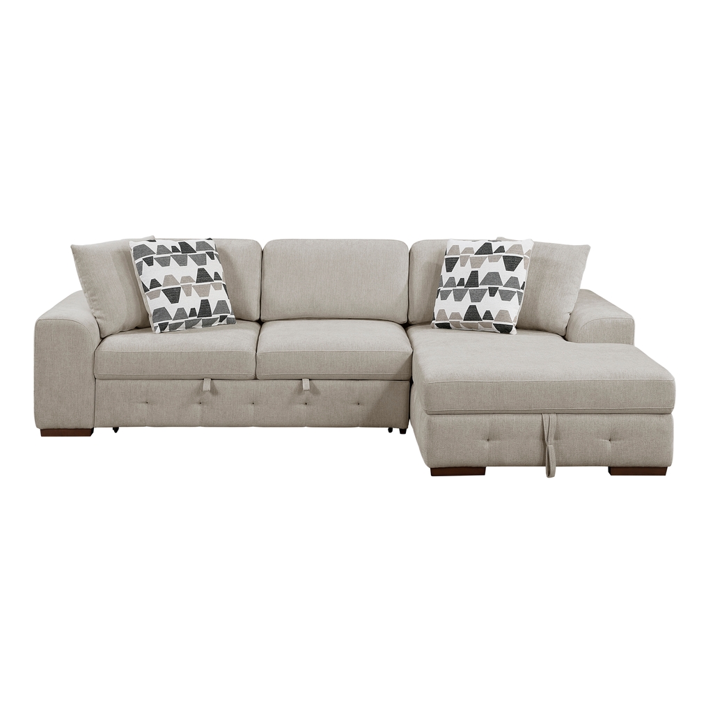 Raife 2-Piece Sectional with Right Chaise In Taupe by Homelegance ...