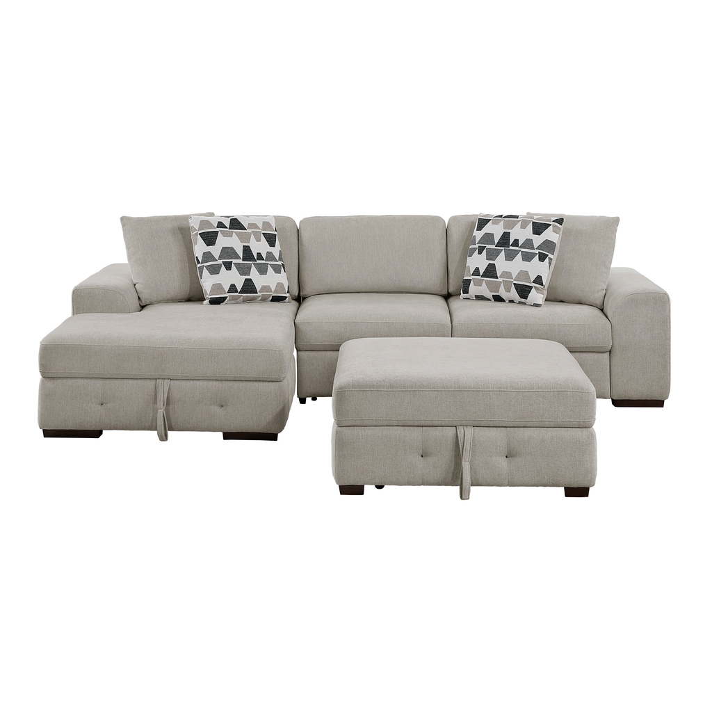 Raife 3-Piece Sectional with Left Chaise and Ottoman In Taupe by ...