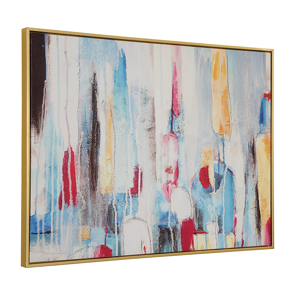 Rainy Forest Abstract Medium Wall Art In Multicolor and Gold Frame by ...