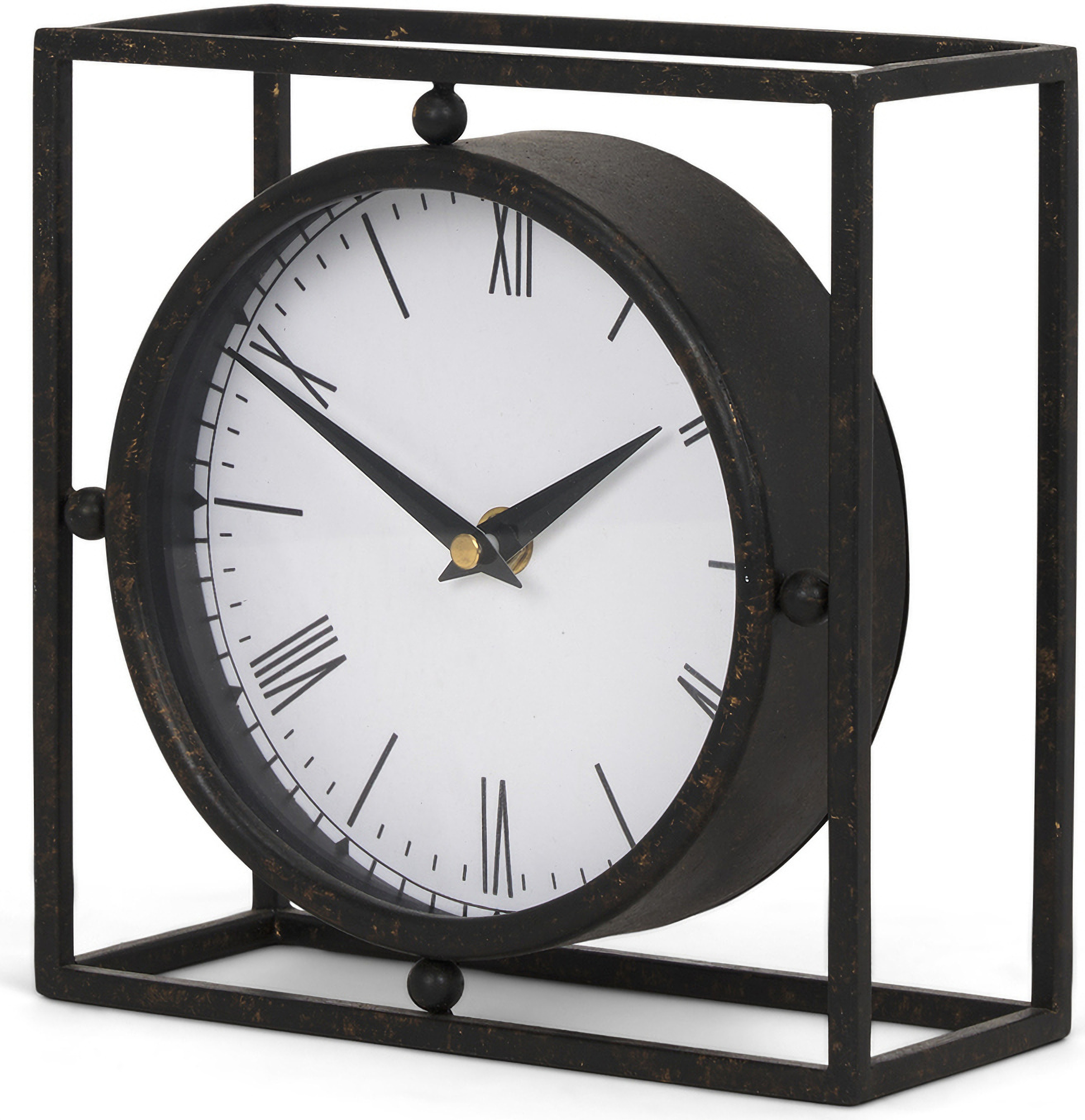 Raisa Antiquing Metal Table Clock In Black and Gold by Mercana ...
