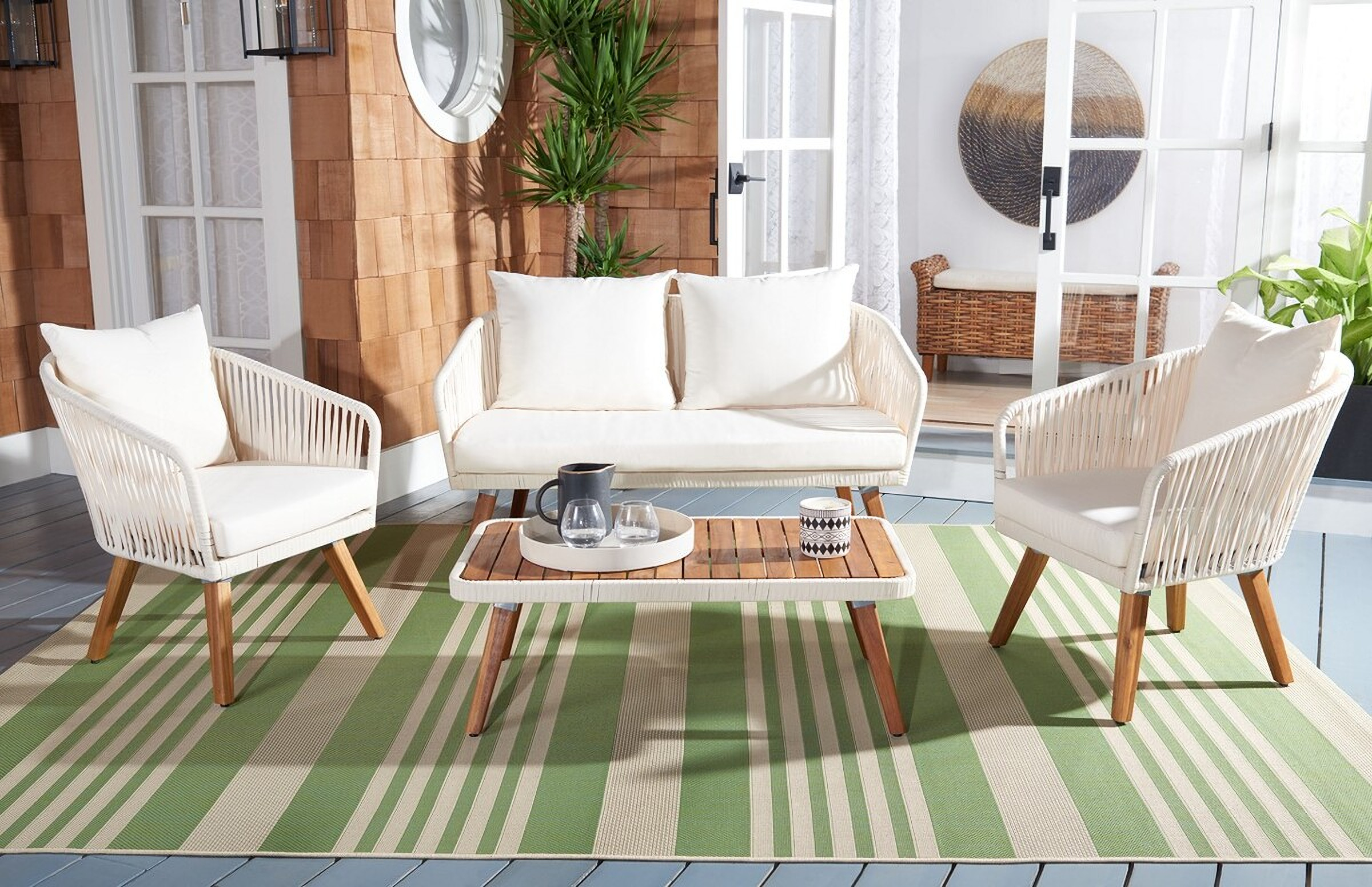 Ransin 4 Piece Living Set in Beige by Safavieh | 1StopBedrooms