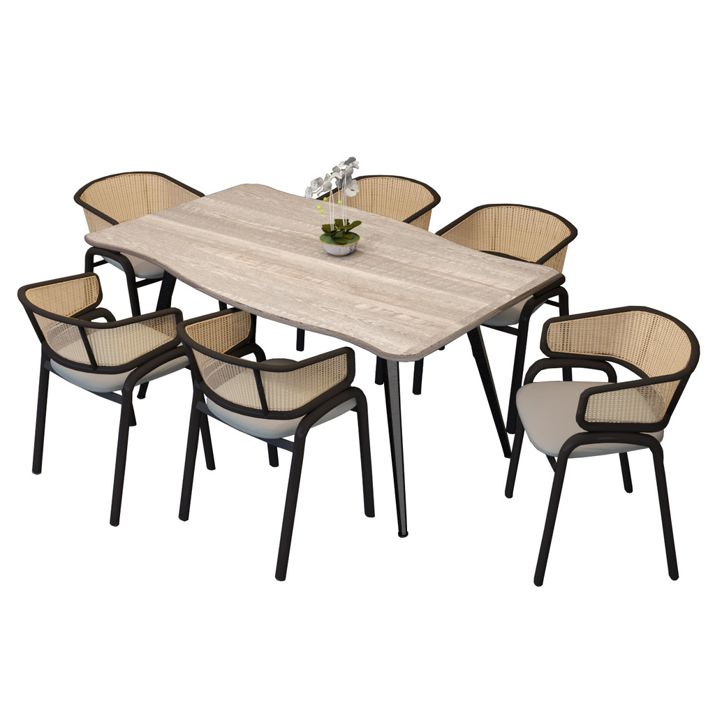 Ravenna 7-Pc Dining Set with Dining Table and 6 Ervilla Chairs In Sunbleached Grey-Beige by ...