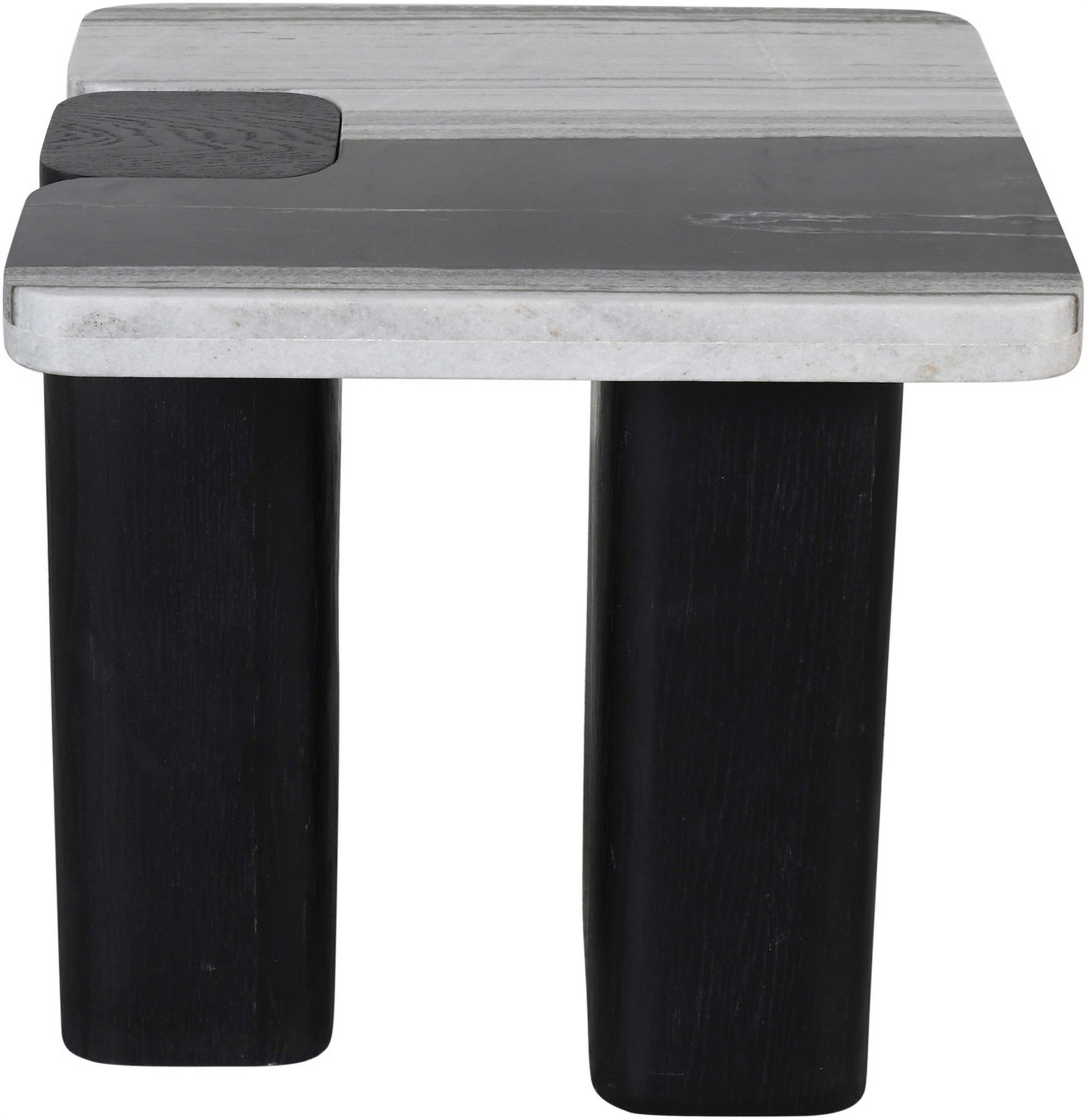 Ravenna Genuine Marble Top and Oak Wood Base End/Side Table In Panda ...