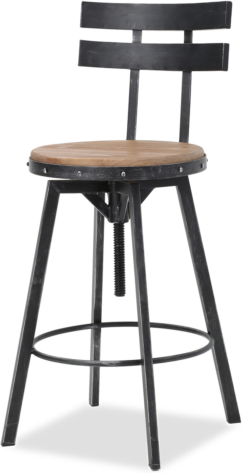Reflective 20 Inch Barstool with Adjustable Height and Wooden Seat In ...