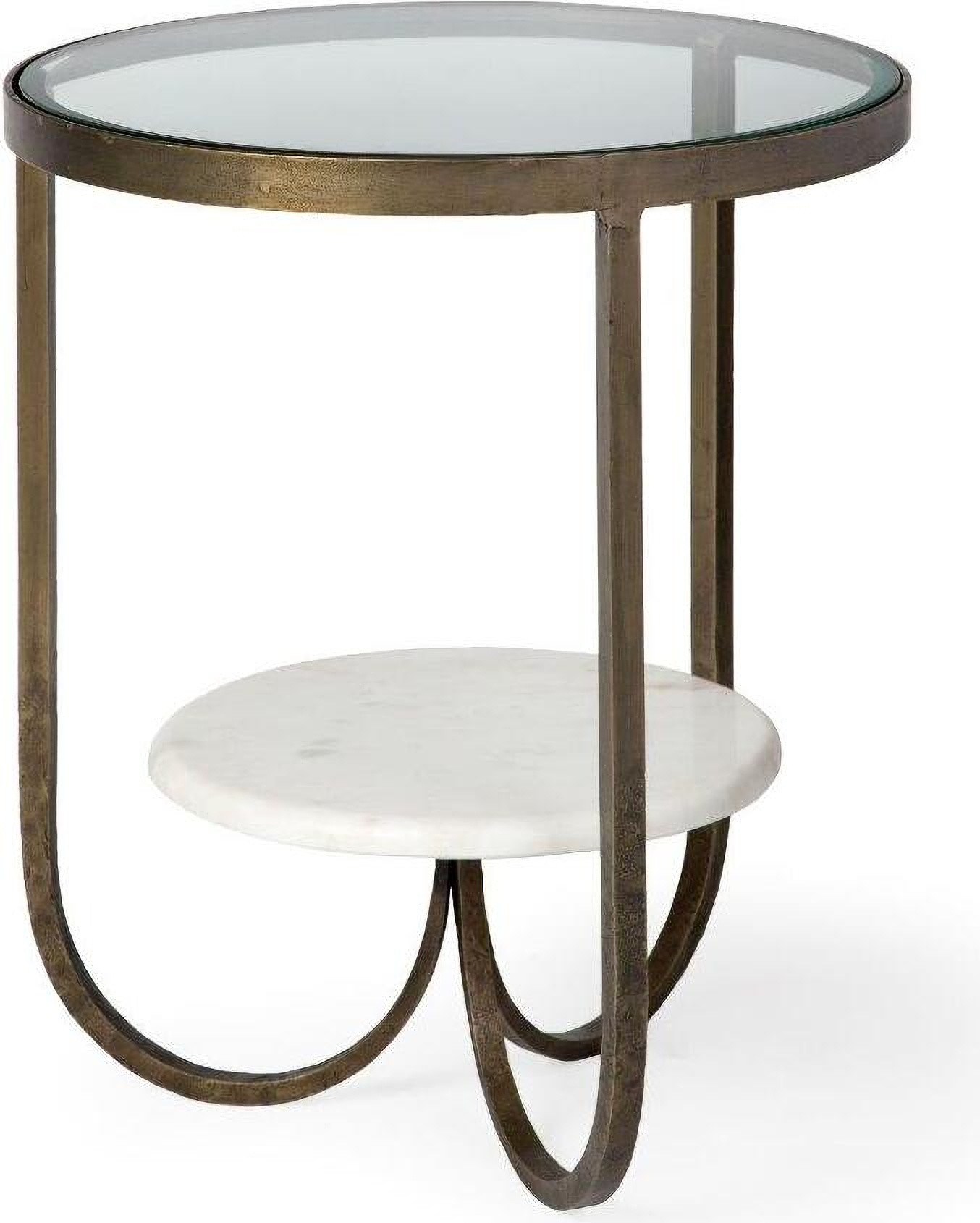 Reinhardt Ii 20 Inch Round Glass Top Metal And Marble Detail Side Table ...