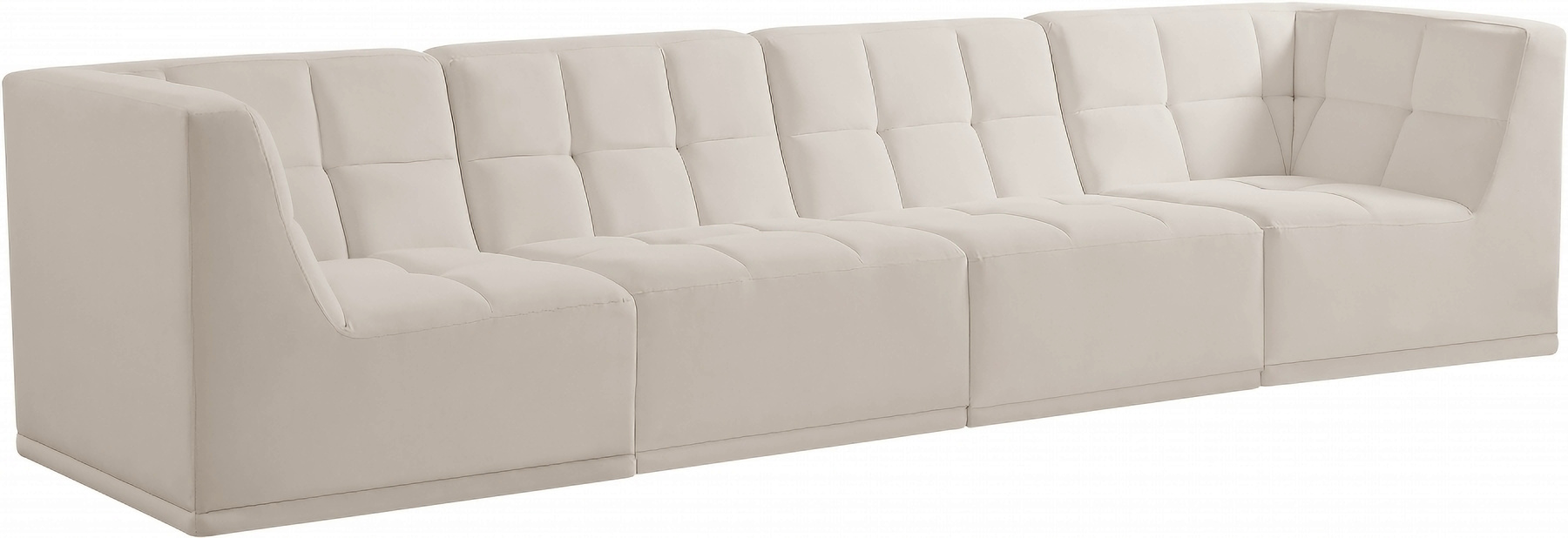 Relax Velvet 4 Seater Modular Sofa with Arm Support In Cream by ...