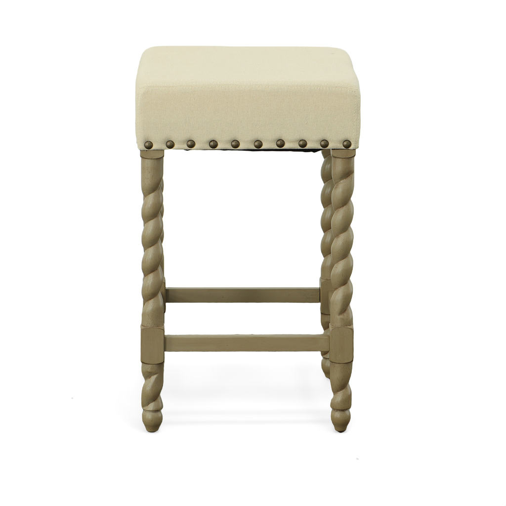 Remick 24 Inch Counter Stool In Weathered Gray and Linen Upholstery by ...