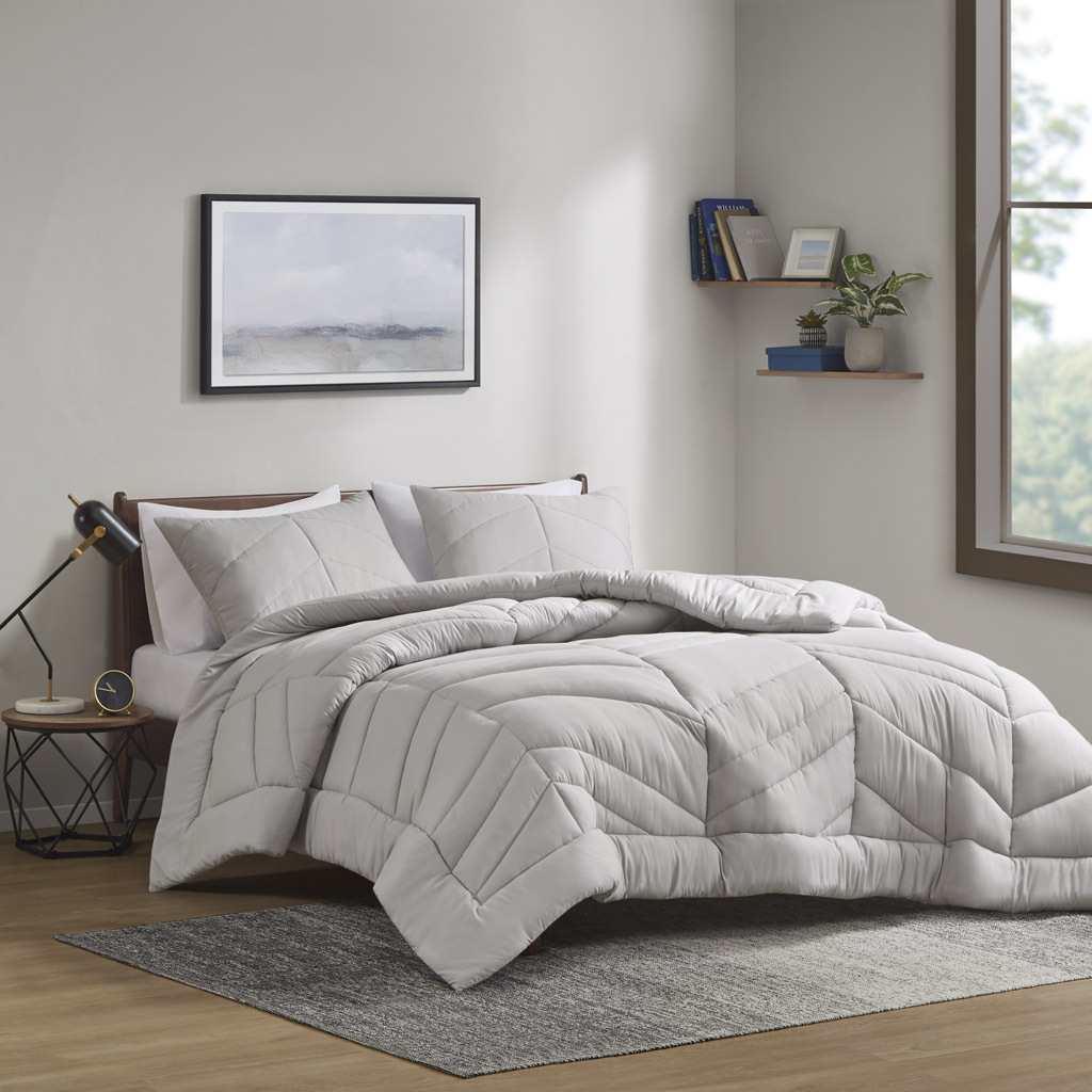 Remy Quilted Chevron 2 Piece Twin/Twin XL Comforter Set In Gray by ...