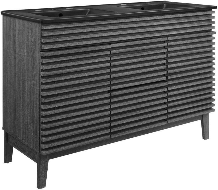 Render 48 Inch Double Sink Bathroom Vanity In Charcoal Black by Modway ... Render 48 Inch Double Sink Bathroom Vanity In Charcoal Black by Modway ...