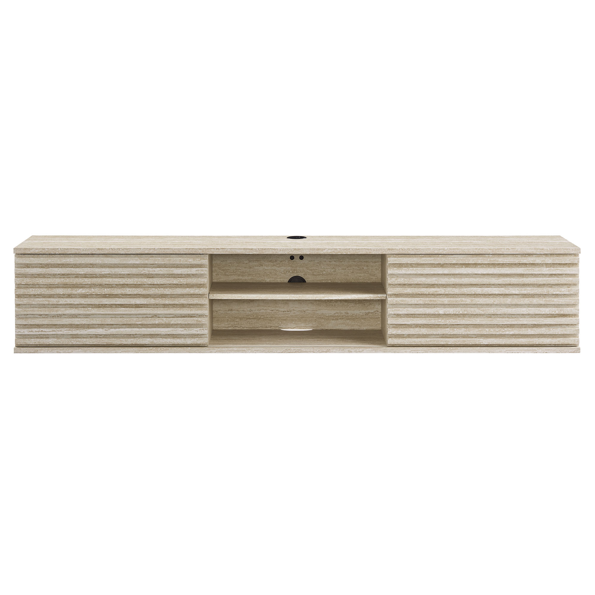 Render 70 Inch Faux Travertine Wall-Mount Media Console TV Stand In ... Render 70 Inch Faux Travertine Wall-Mount Media Console TV Stand In ...