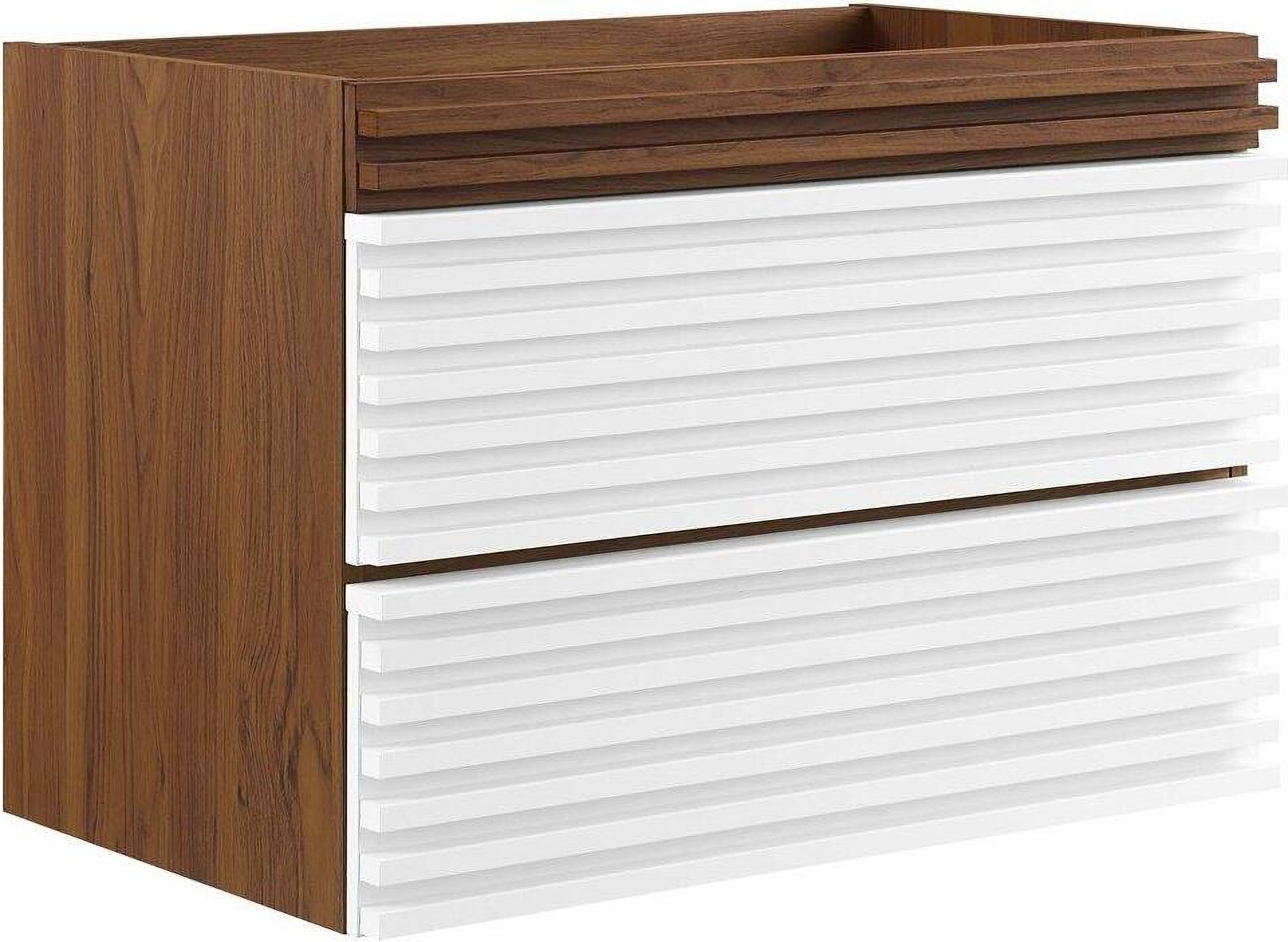 Render Walnut White 30 Inch Wall-Mount Bathroom Vanity by Modway ...