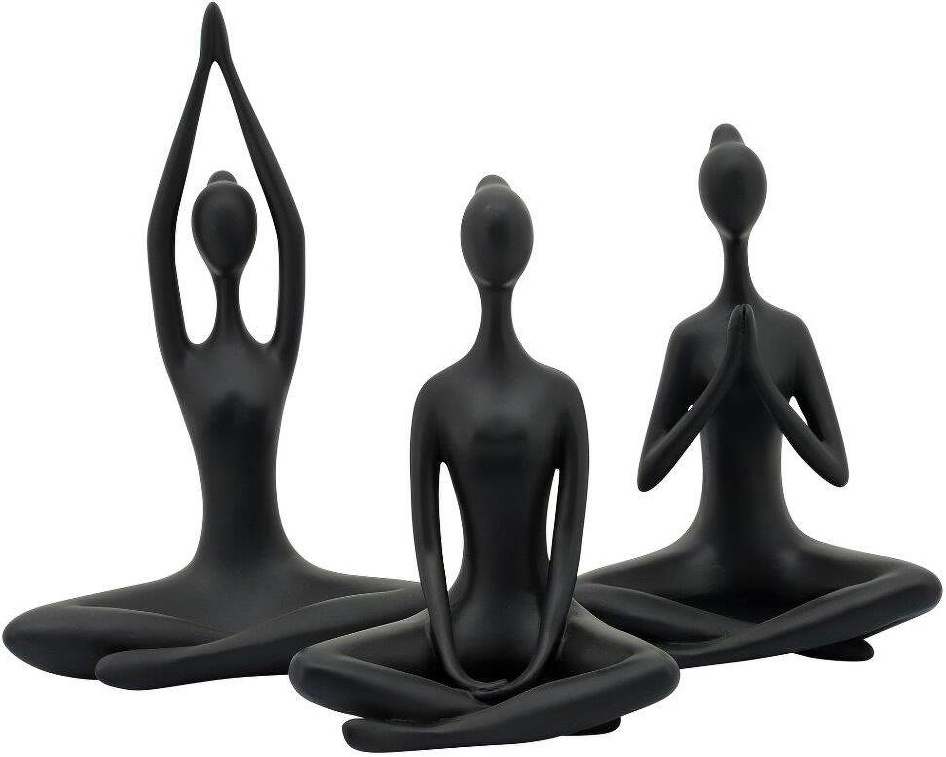 Resin 10 Inch Yoga Ladies Set of 3 In Black by Sagebrook Home ...