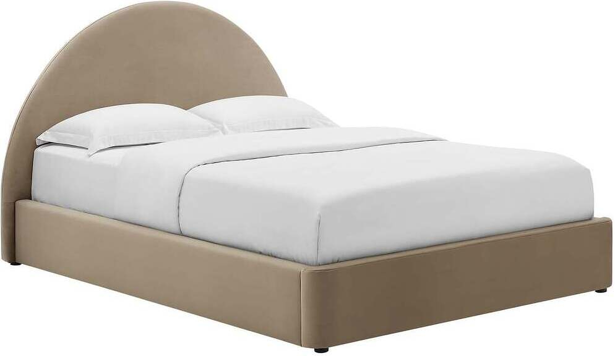 Resort Performance Velvet Arched Round Full Platform Bed In Taupe by ...