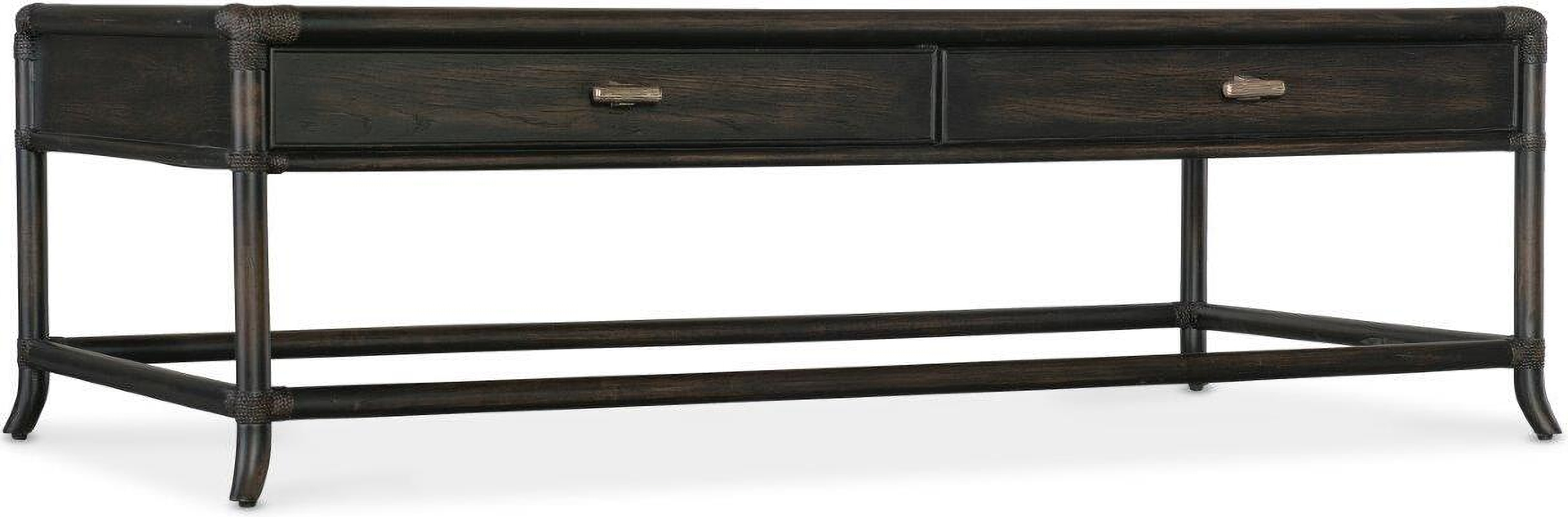Retreat Pole Rattan Cocktail Table In Dark Wood by Hooker | 1StopBedrooms
