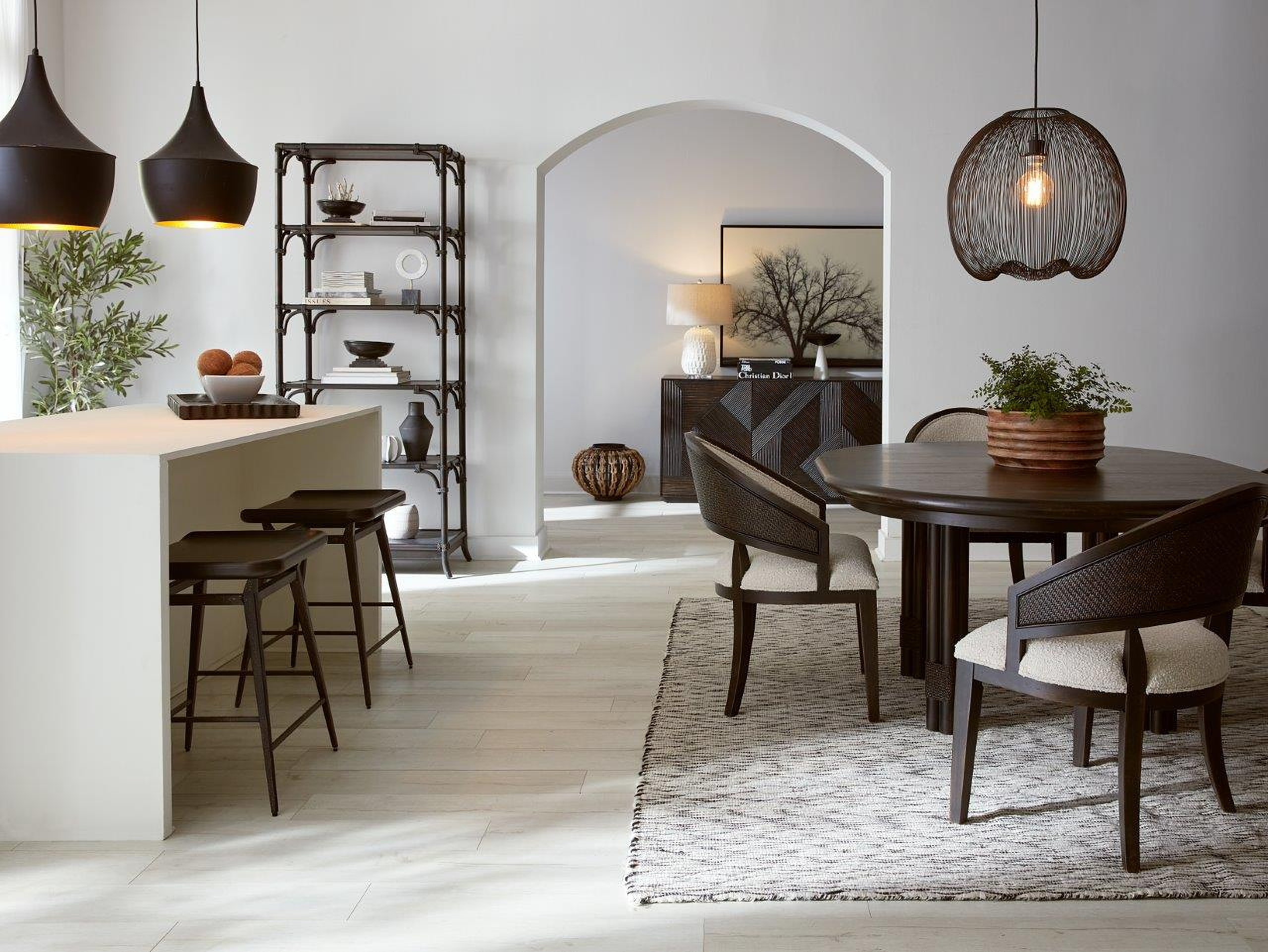 Retreat Pole Rattan Round Dining Room Set with 1-20 Inch Leaf Table by ...