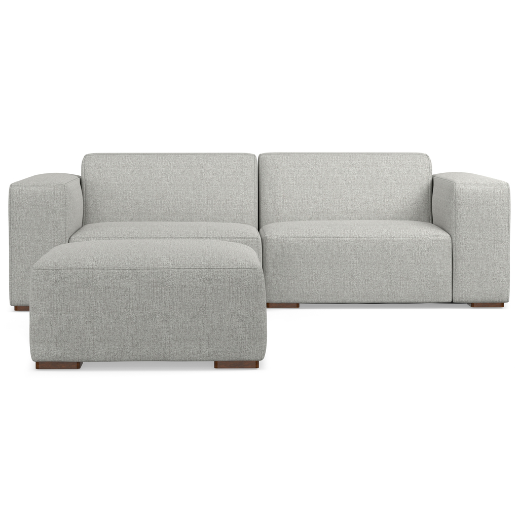 Rex Woven Performance Fabric 2-Seater Modular Sofa and Ottoman Set In ...