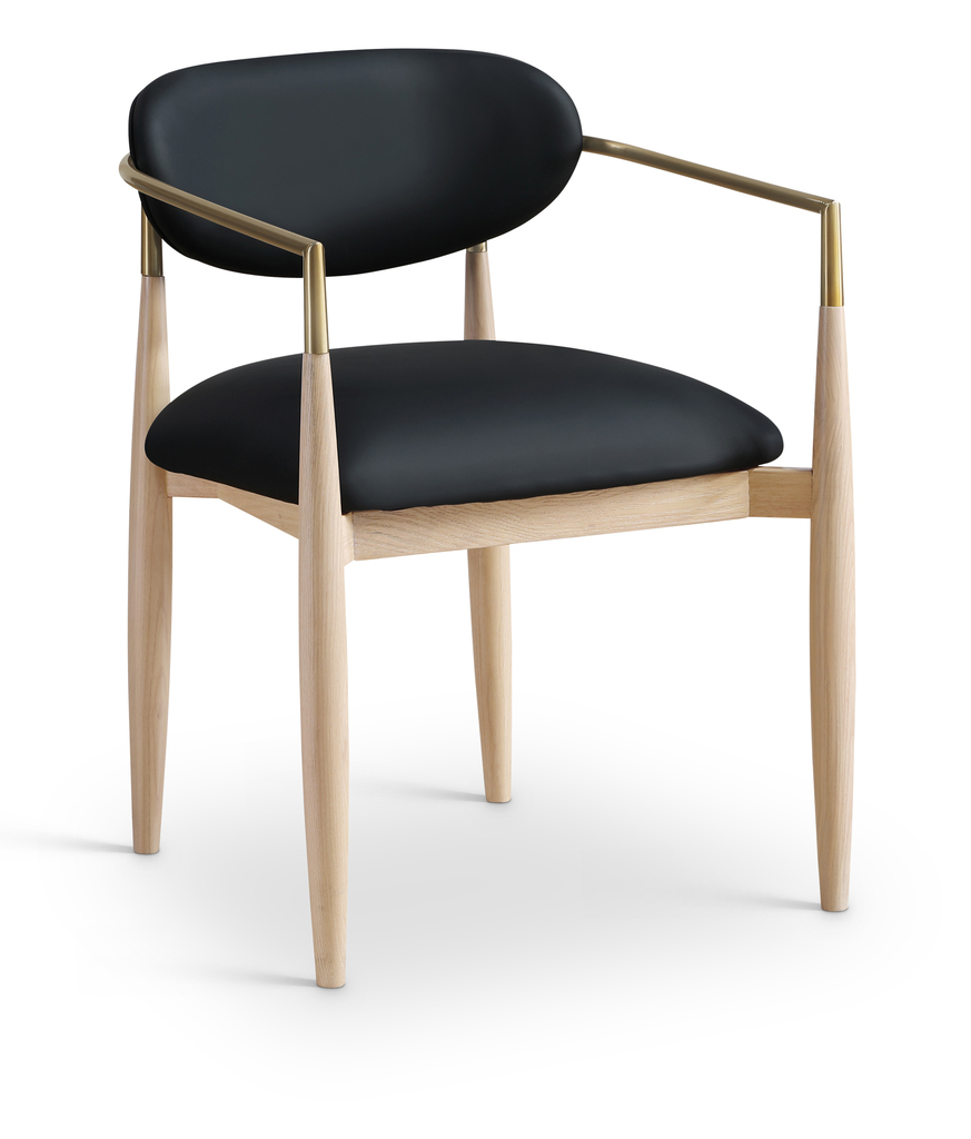 Riccio Vegan Leather Upholstered Dining Arm Chair Set of 2 In Black and ...