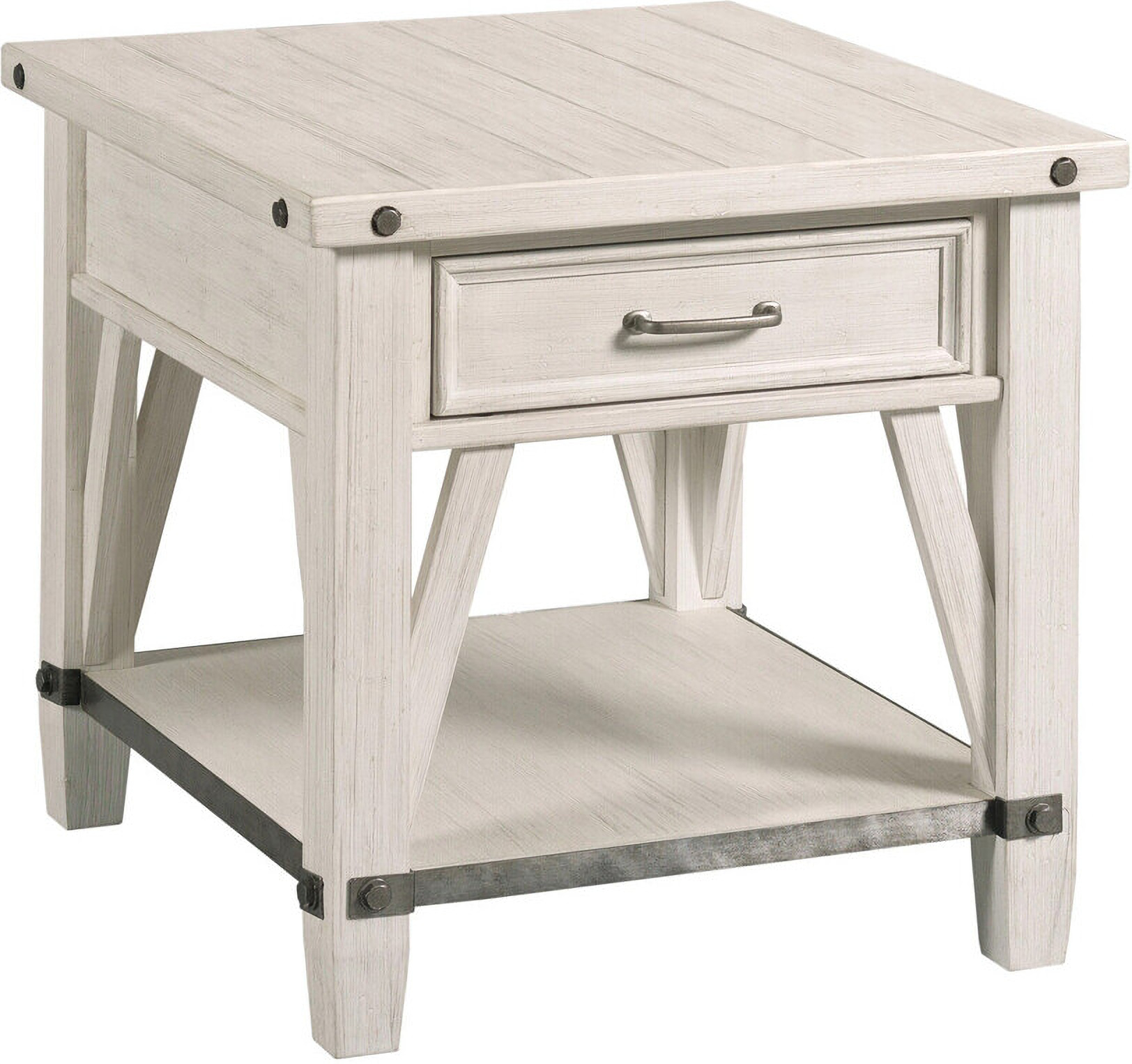 Richter Rectangular Drawer End Table In Brushed White by Hammary ...