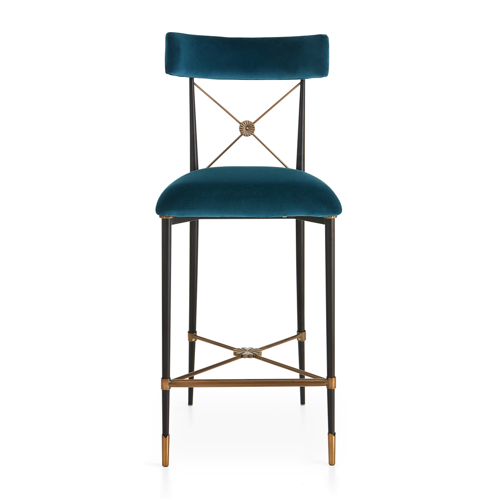 Rider Counter Stool In Rialto Peacock by Jonathan Adler | 1StopBedrooms
