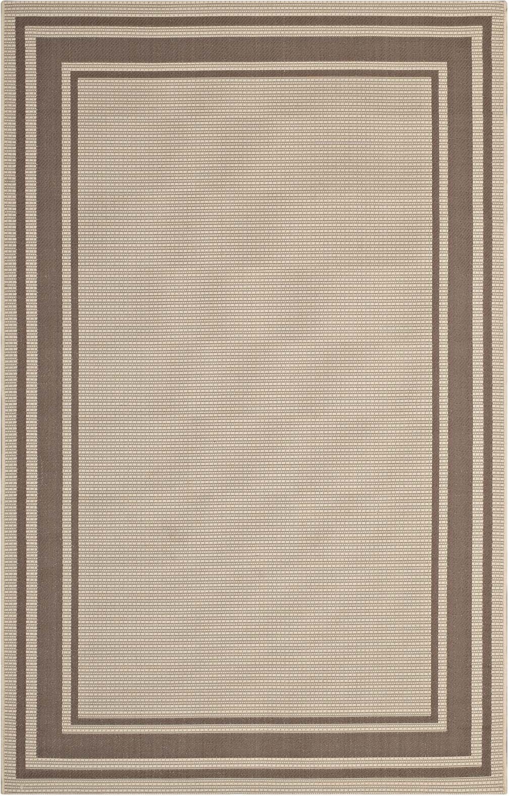 Rim Light and Dark Beige Solid Border 8x10 Indoor and Outdoor Area Rug ...