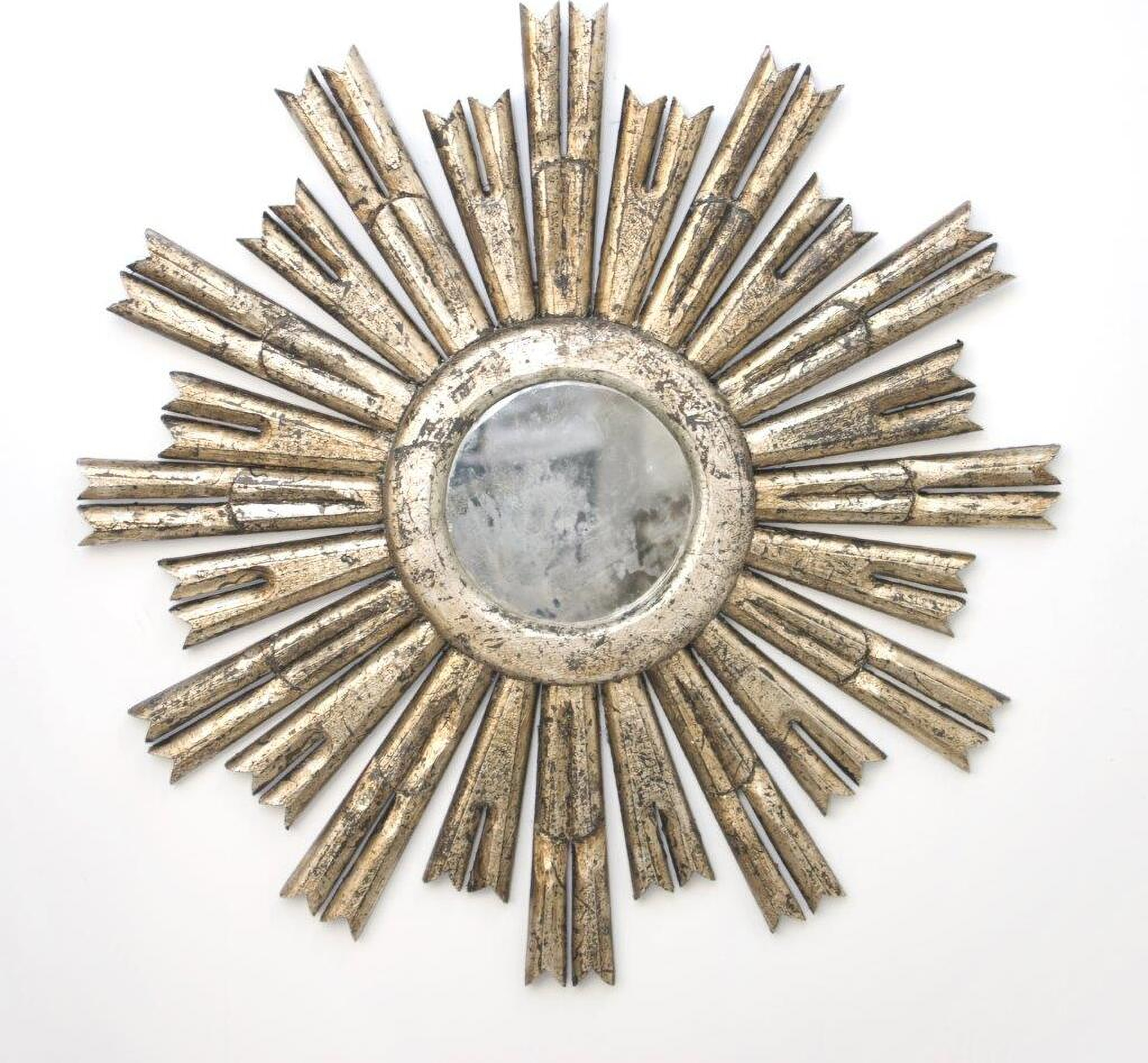 Rinaldo Silver Leaf Starburst Antique Mirror by Worlds Away | 1StopBedrooms