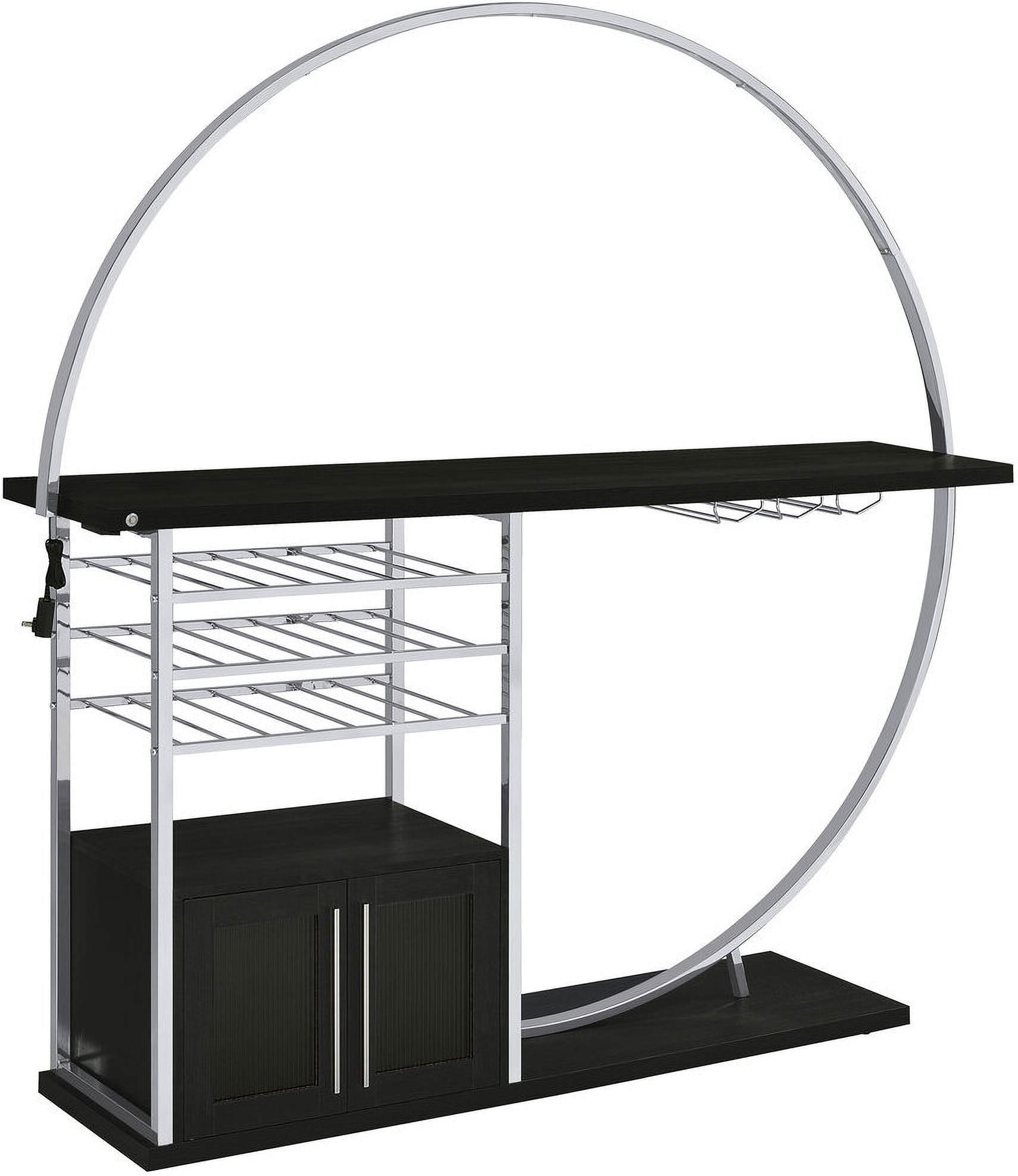 Risley 2-door Circular LED Home Bar with Wine Storage Dark Charcoal by ...