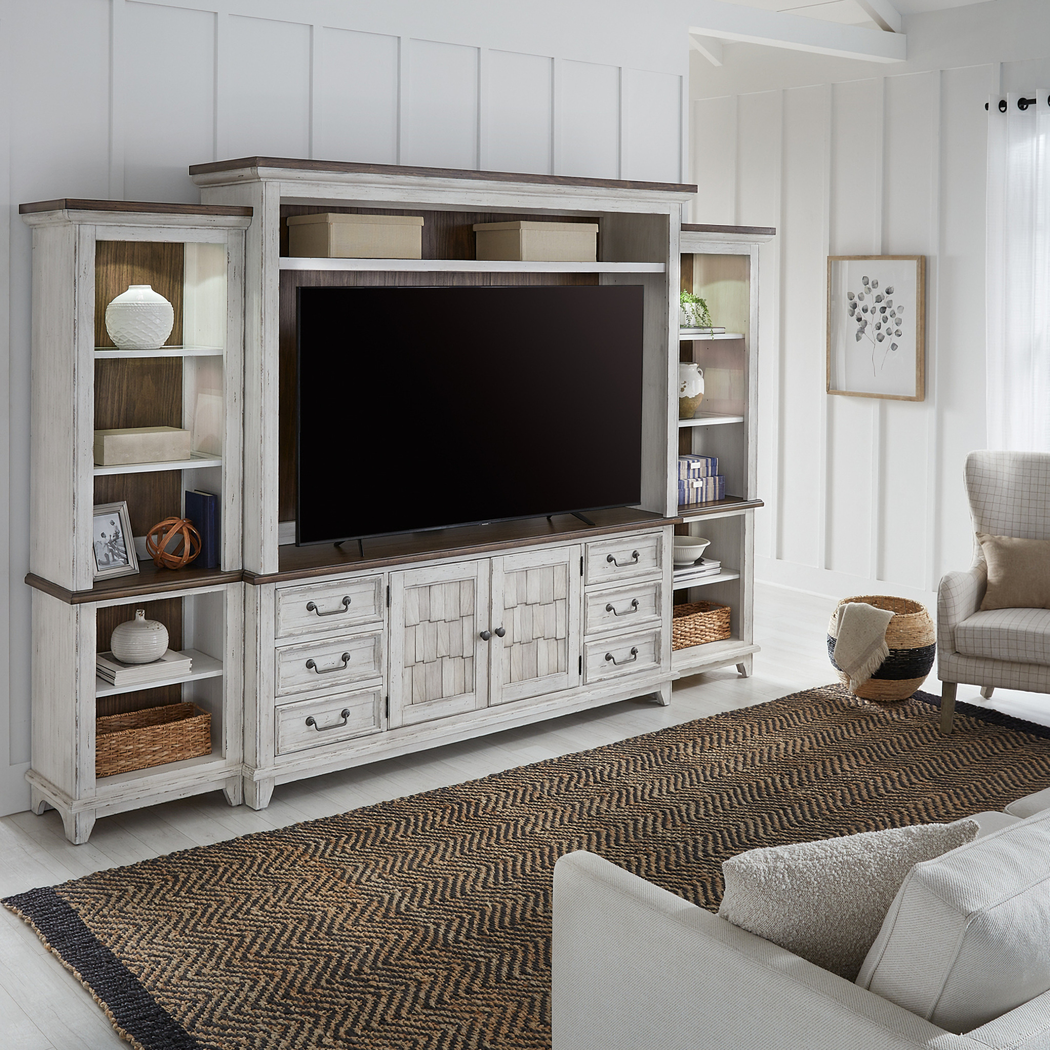 River Place Entertainment Center with Piers In White by Liberty ...