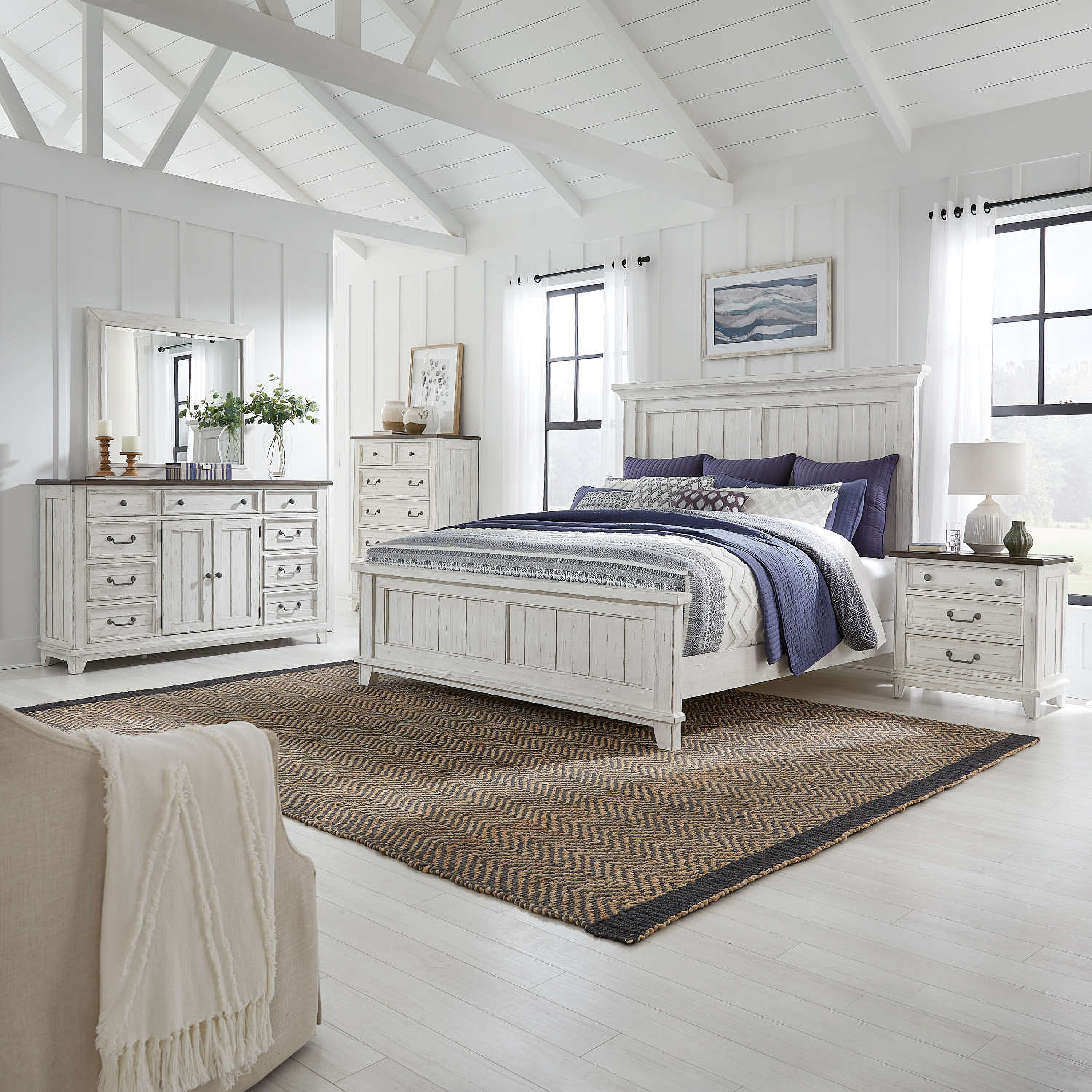 River Place Panel Bedroom Set In White by Liberty | 1StopBedrooms