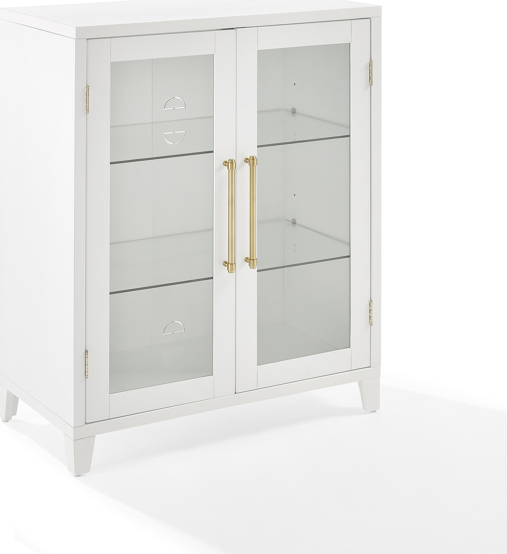 Roarke Stackable Glass Door Kitchen Pantry Storage Cabinet In White by ...