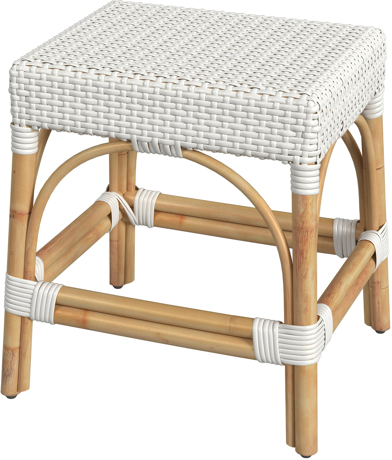 Robias Rattan Rectangular 18 Inch Dining Stool In White by Butler ...