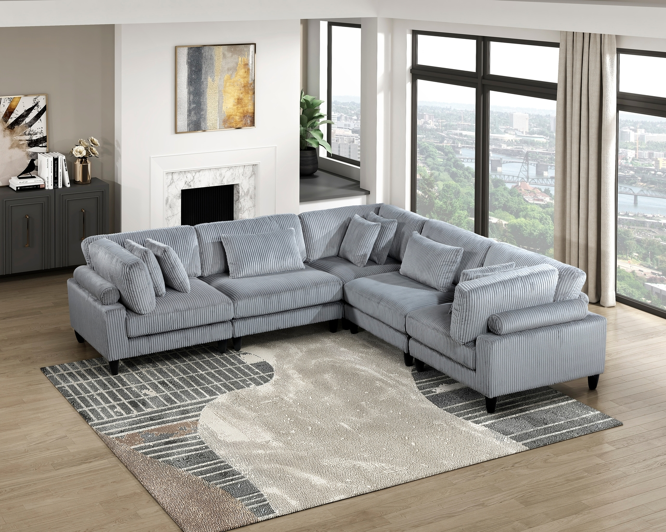 Robstown 5-Piece Modular Sectional In Gray by Homelegance | 1StopBedrooms