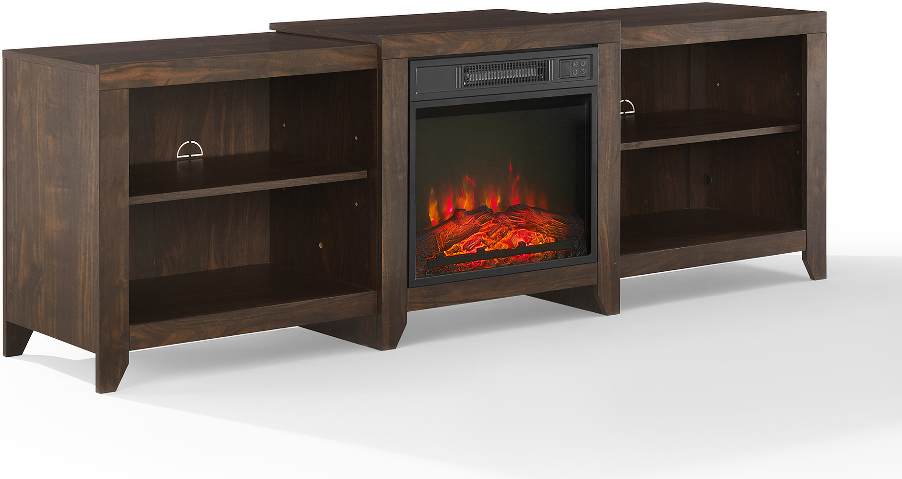 Ronin Low Profile Fireplace TV Stand For 75 Inch TVs In Dark Walnut 1StopBedrooms