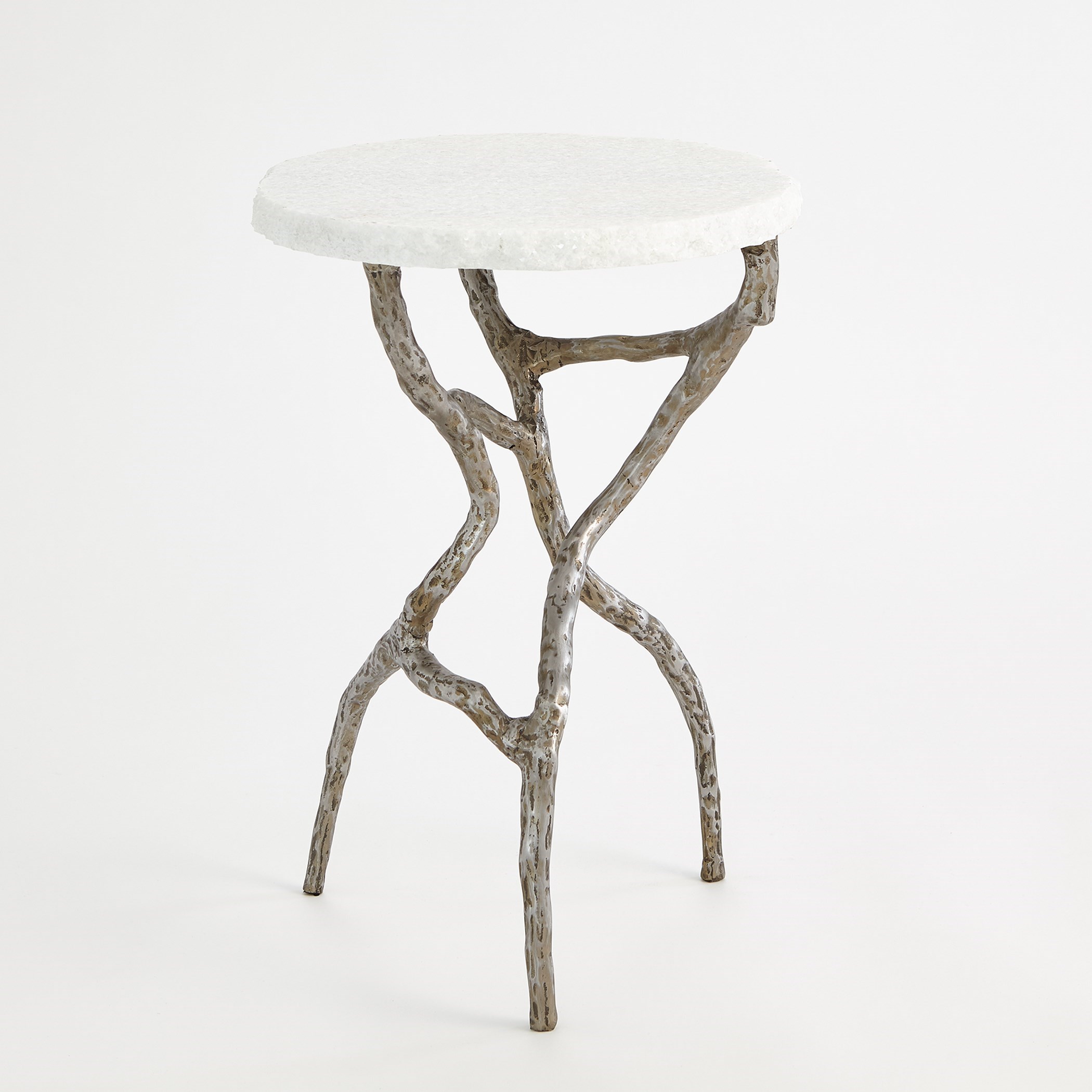 Root Table In Polished Iron With White Marble by Global Views ...