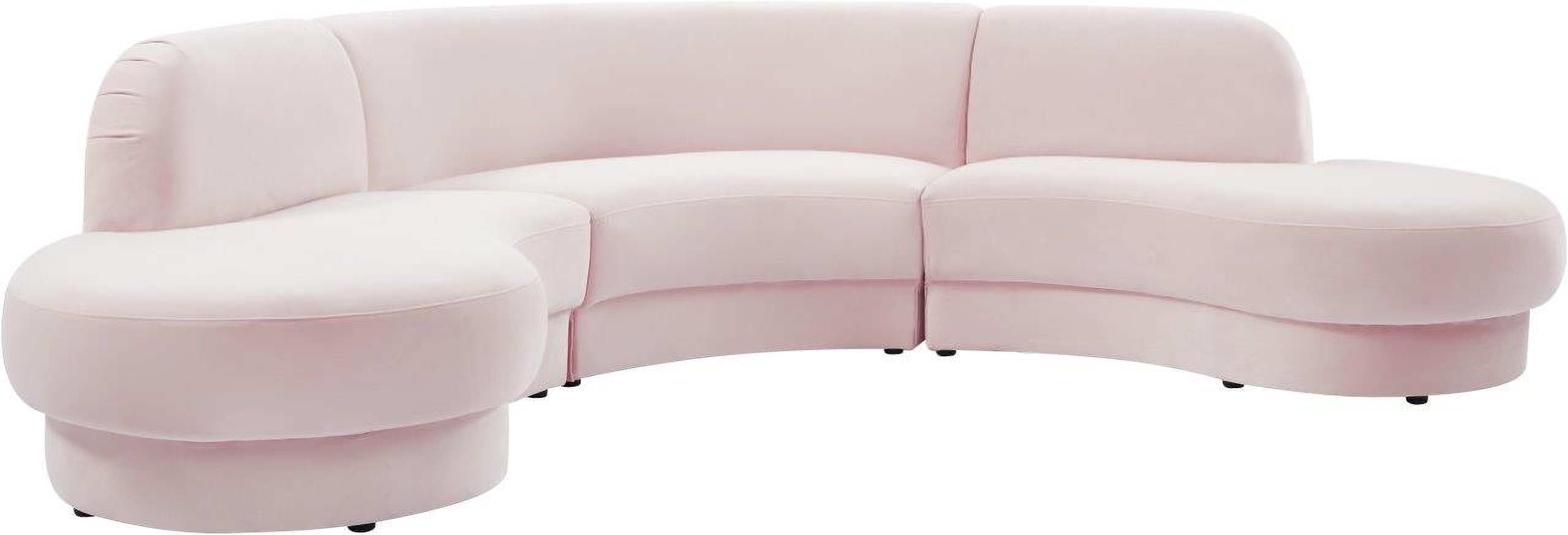 Rosa 3-Piece Velvet Sectional In Pink by Meridian | 1StopBedrooms