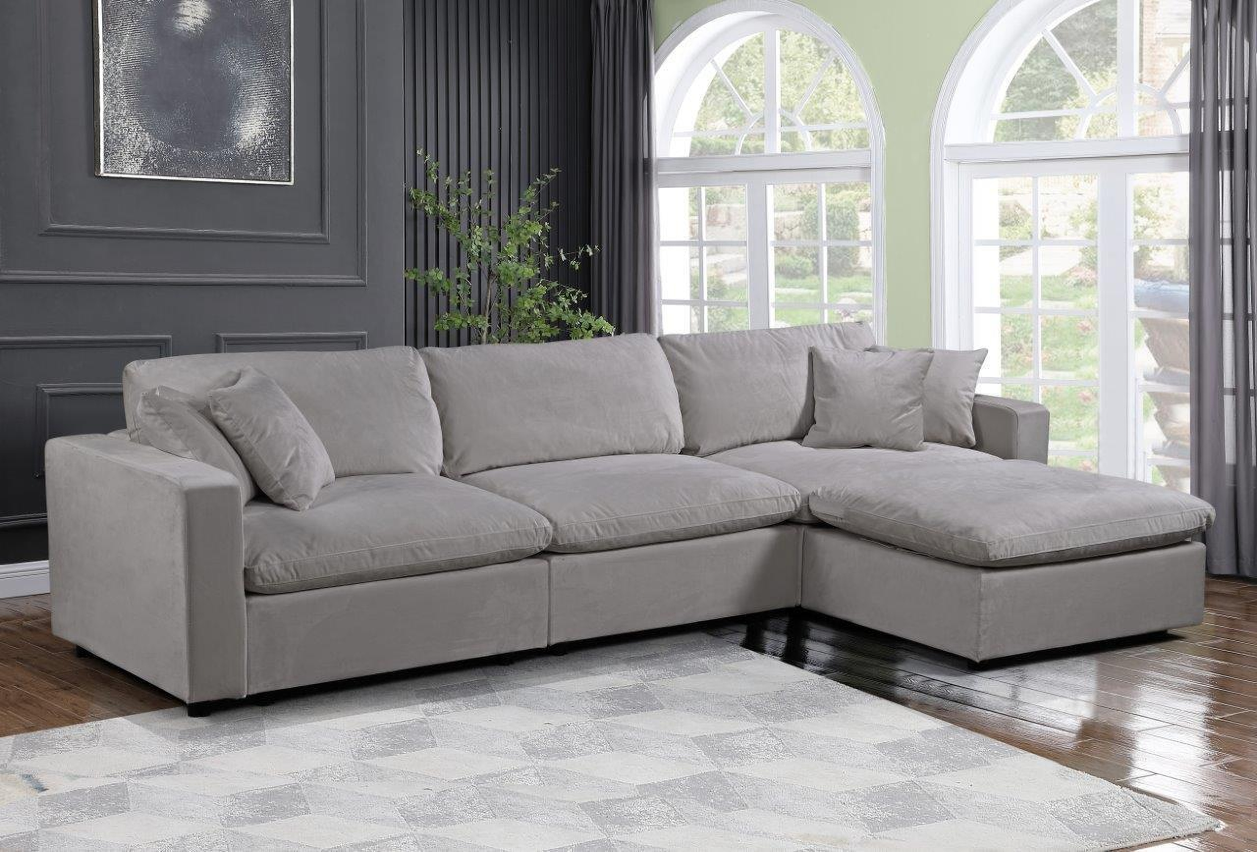 Rosedale Grey Velvet Modular Sectional by Premier Home | 1StopBedrooms