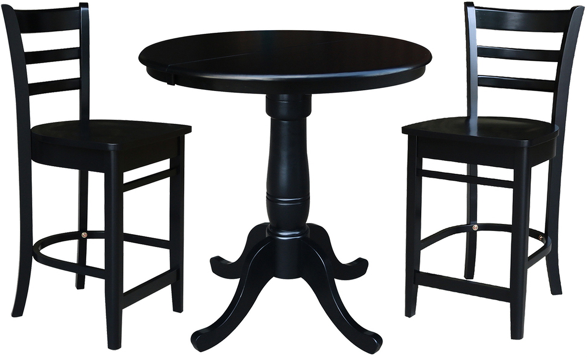 Round 36 Inch Counter Height Extension Dining Table with 12 Inch Leaf ...